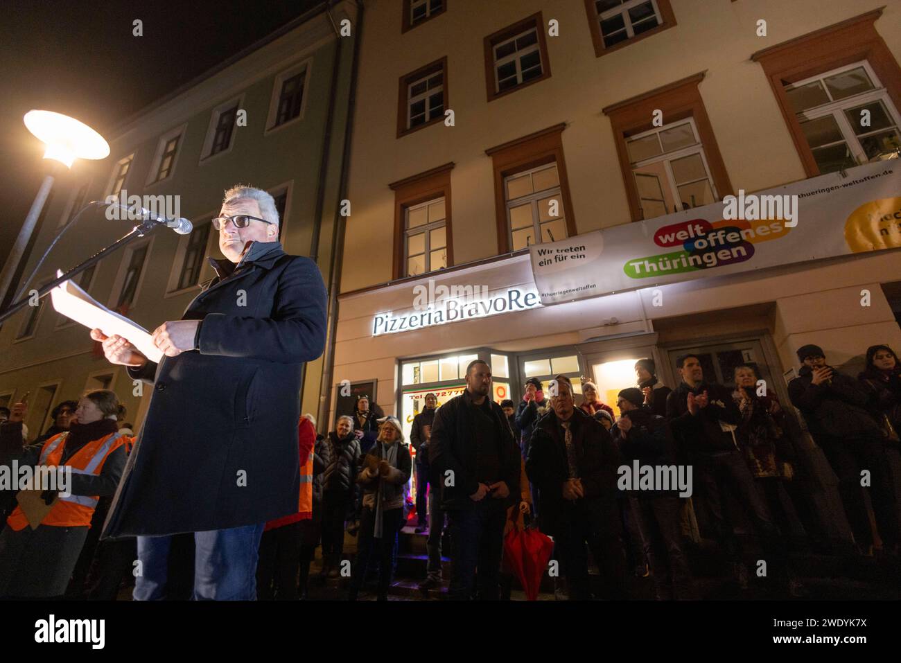 Demonstration Weimar 22012024 - Historiker Jens Christian Wagner in ...