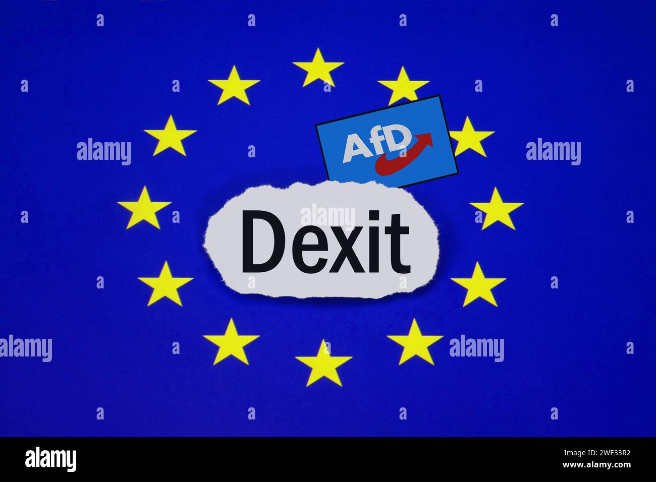 Dexit mit Symbolen der EU und der AfD Dexit mit Symbolen der EU und der ...