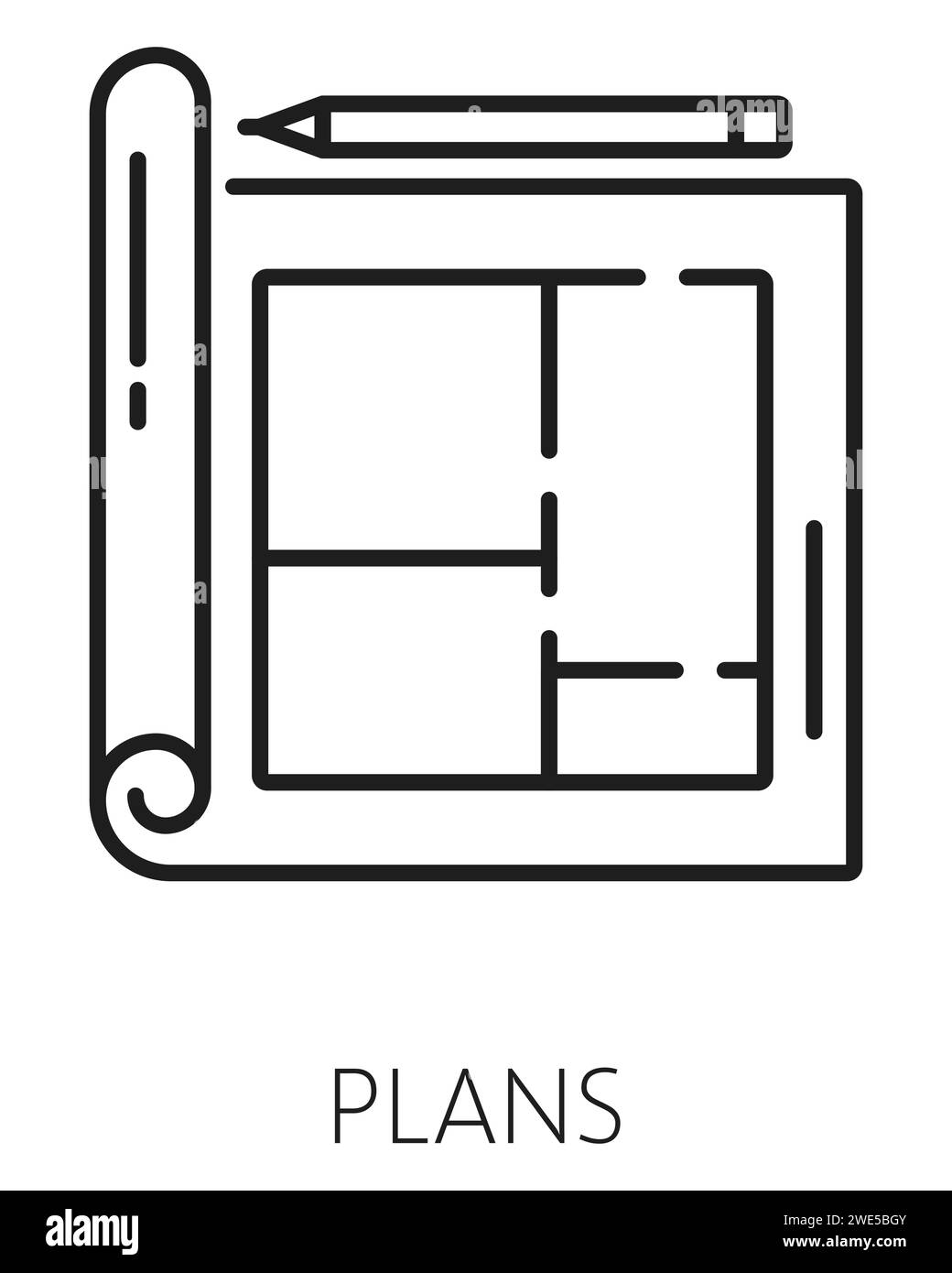 Immobiliensymbol. Piktogramm der Baupläne. Bauunternehmen ...
