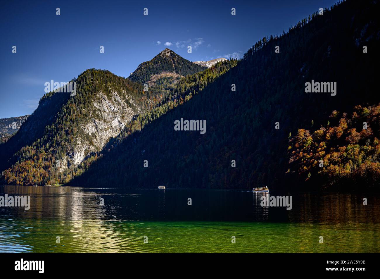 Bootsfahrt/Schifffahrt auf dem Königssee, Königssee mit St. Bartholomä ...