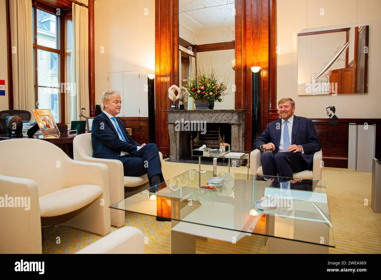 Den Haag, Niederlande, 24-01-2024 König Willem-Alexander trifft sich ...