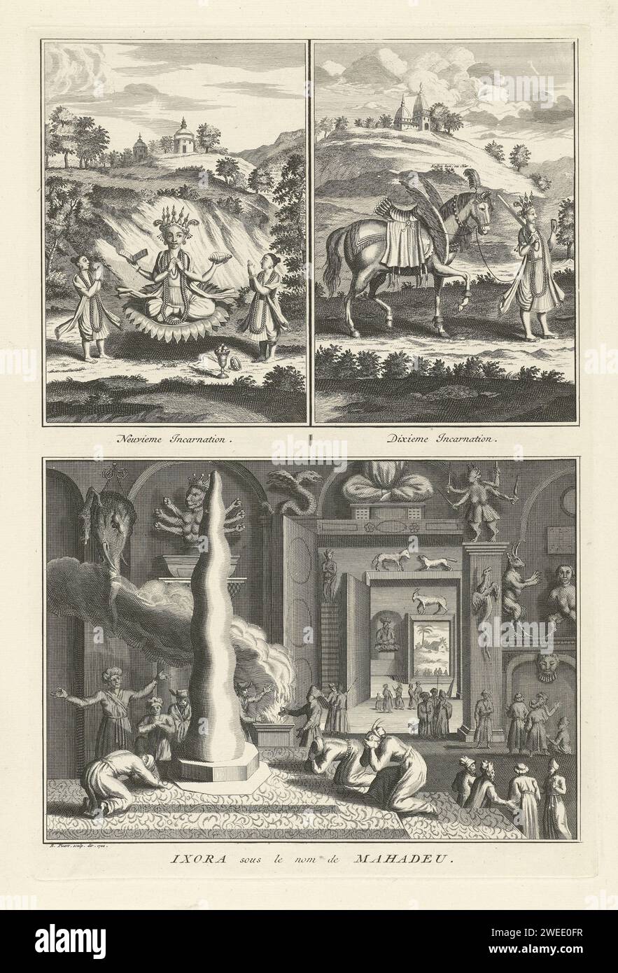 Darbietungen der Inkarnationen des indischen Gottes Vishnu und Anbetung ...