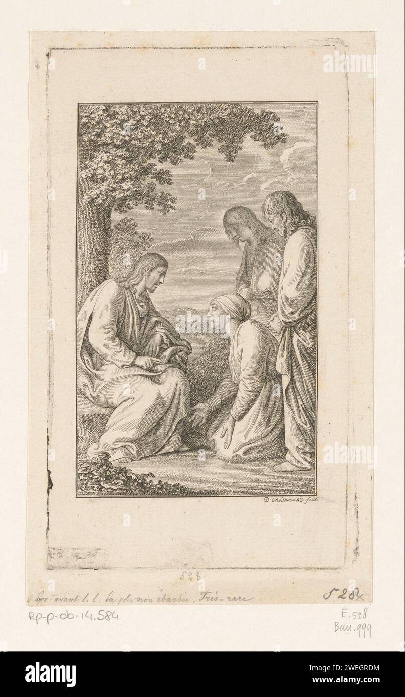 Christus hört den knienden Zepfeln zu, Jakobus und Johannes stehen ...