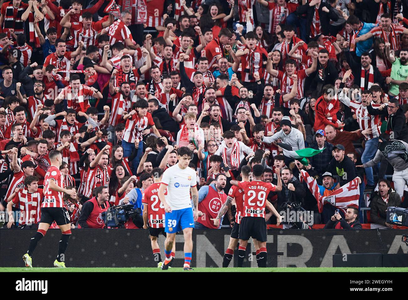 Oihan Sancet vom Athletic Club feiert, nachdem er im Copa El Rey ...