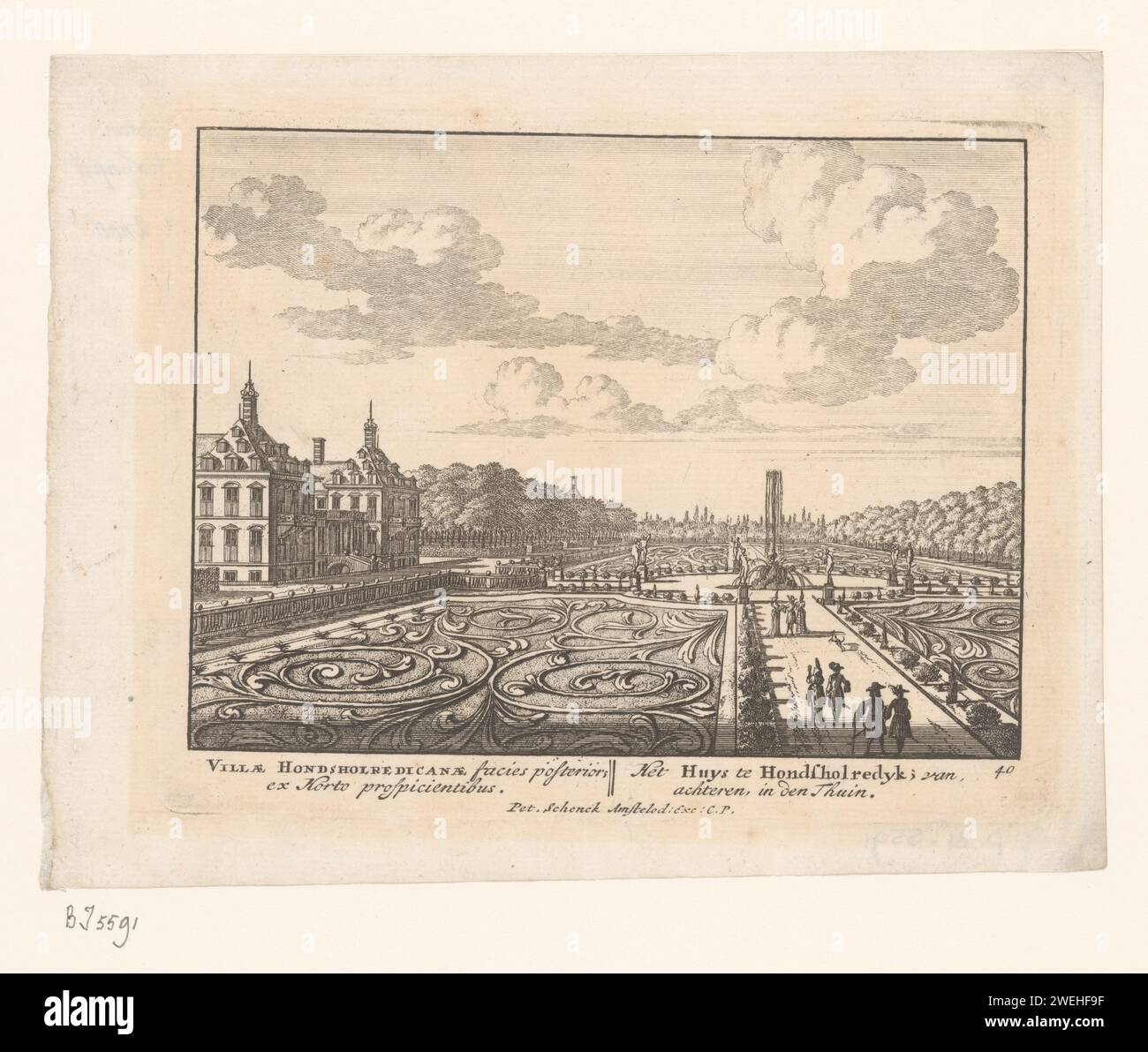 Blick auf Huis Honselaarsdijk von der Gartenseite, ca. 1694 - ca. 1697 ...