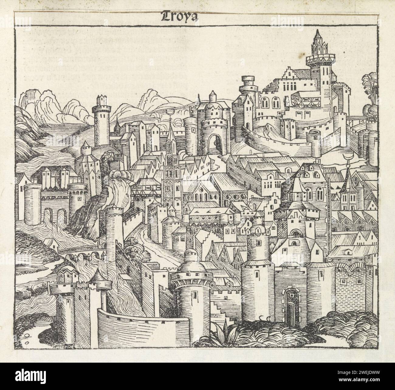 Blick auf Troy, Michel Wolgemut (Werkstatt oder), 1493 drucken Sie Eine ...