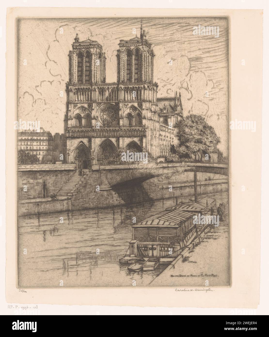 Blick auf Notre Dame und Petit-Pont in Paris, Caroline Helena Armington ...