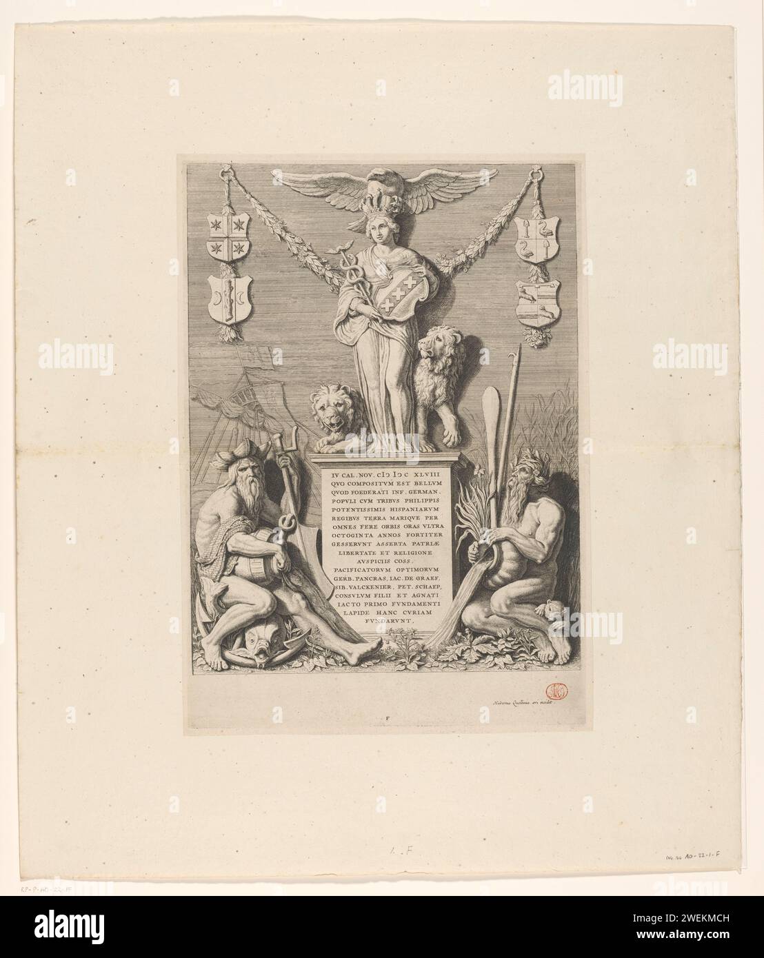 Skulpturengruppe mit der Amsterdamer Jungfrau, Flussgötter und ...