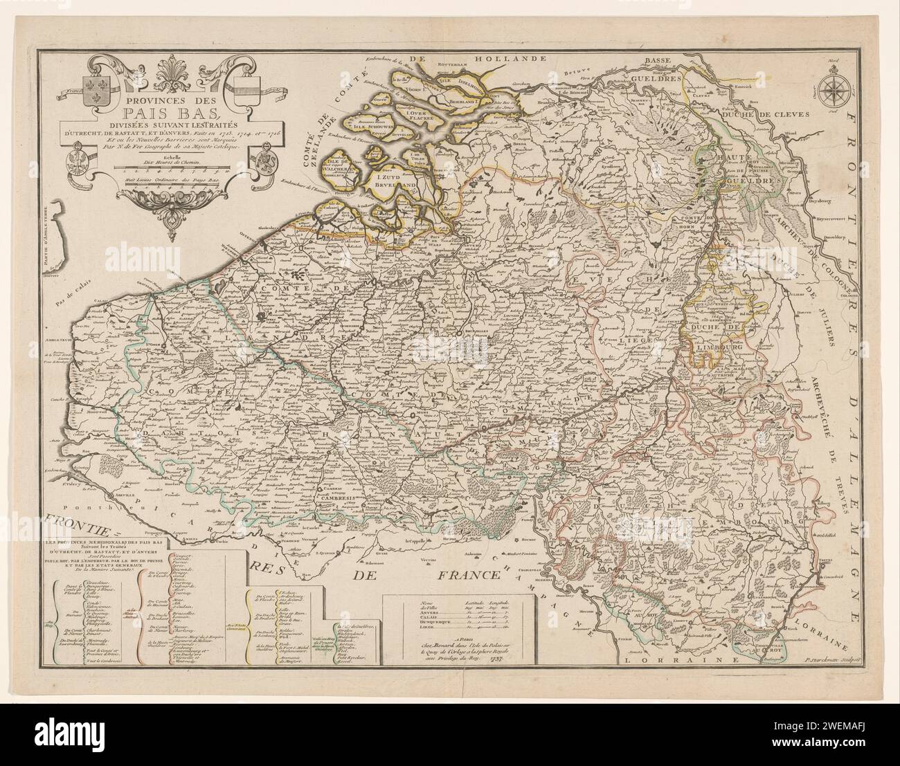 Karte der Verteilung der südlichen Provinzen der Niederlande nach dem ...
