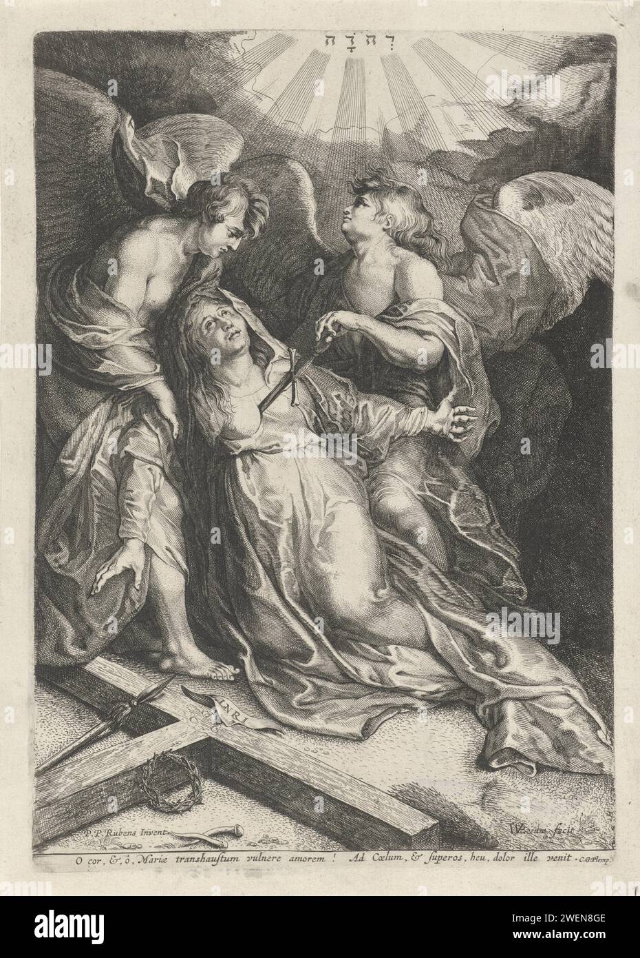 Große Maria, Willem van der Leeuw, nach Peter Paul Rubens, 1613–1665 Druck Maria als Mater ...