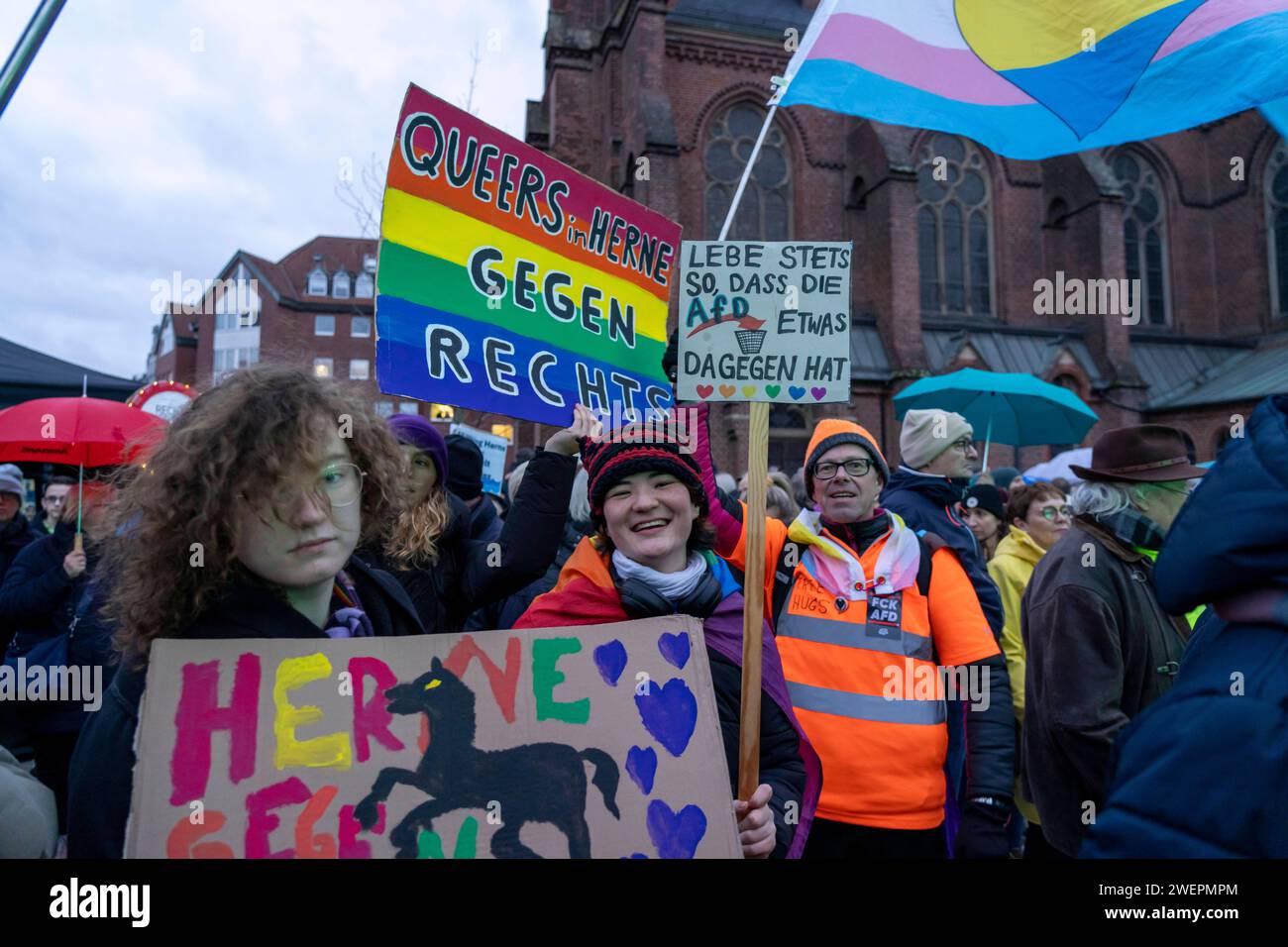 Demonstration gegen die AFD und Rechtsradikalismus in Herne, NRW, Deutschland, Anti-AFD-Demo ...
