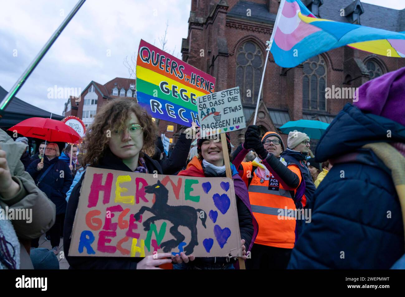 Demonstration gegen die AFD und Rechtsradikalismus in Herne, NRW, Deutschland, Anti-AFD-Demo ...