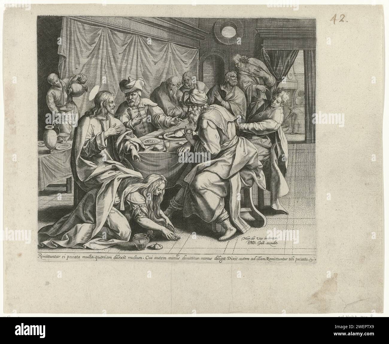 Maria Magdalena wäscht die Füße Christi, Philips Galle (der Werkstatt ...