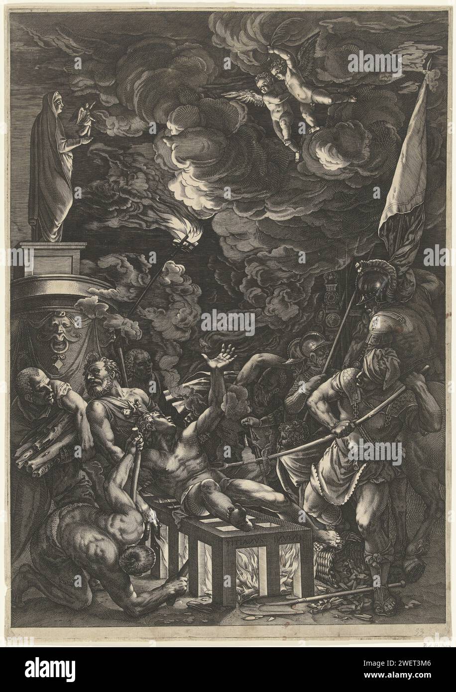 Die Folter von St. Laurentius, Anonym, nach Cornelis Cort, nach Titiaan, in oder nach 1571 – vor ...