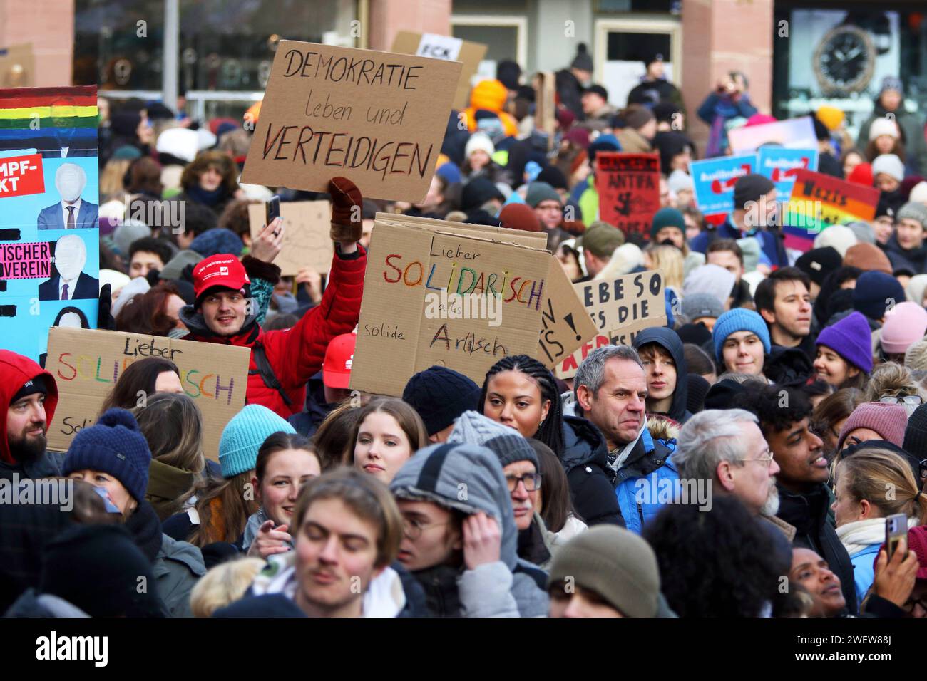 Kundgebung gegen die AfD und Rechtsextremismus - Deutschland, Deutschland, Frankfurt am Main, 20 ...