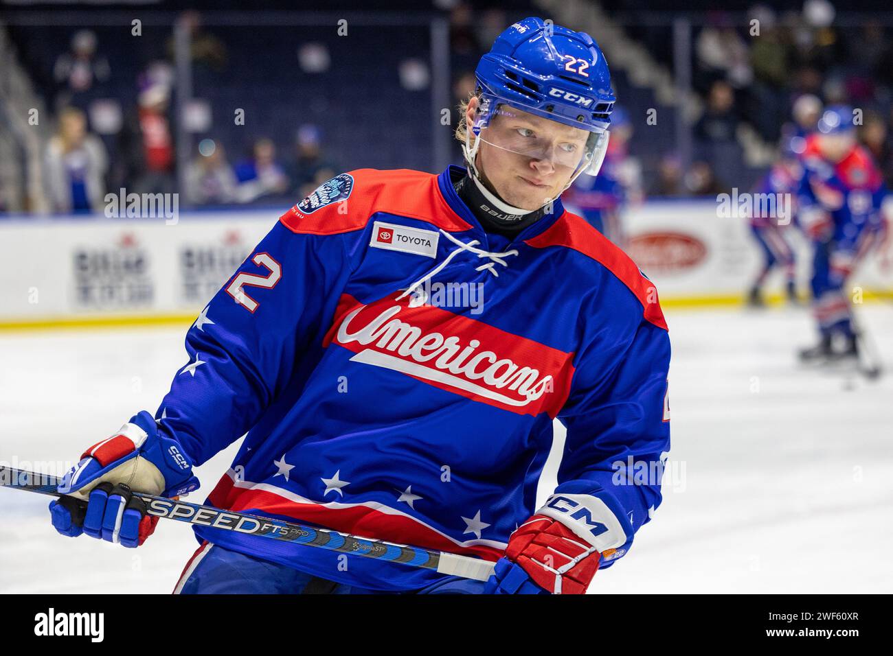 20. Januar 2024: Rochester-Amerikaner-Verteidiger Zach Metsa (22 ...