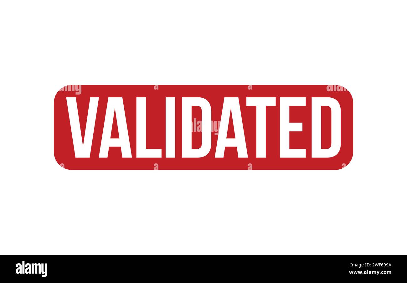 Validierter Stempel. Roter, validierter Stempel aus Gummi Stock ...