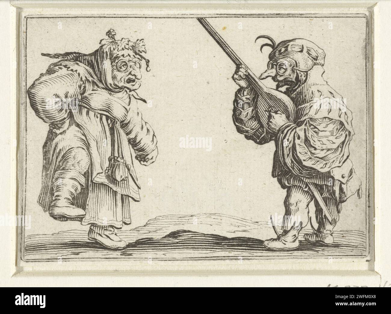 Dancing Dwarf and Lute Dwarf, Jacques Callot, 1621 drucken zwei Zwerge ...