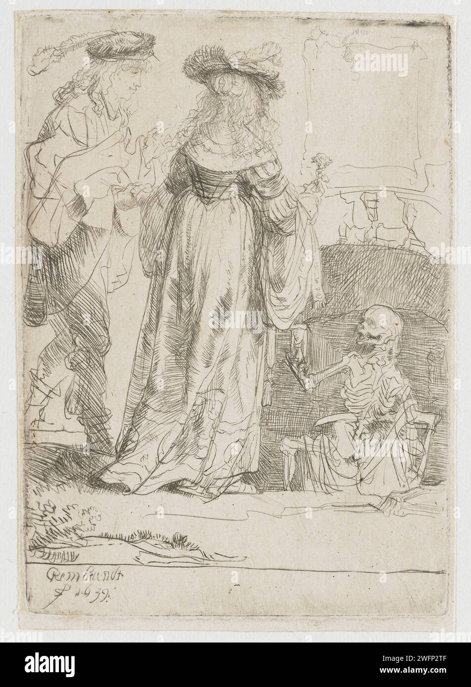 Der Tod, der ein Ehepaar anspricht, Rembrandt van Rijn, 1639 ...