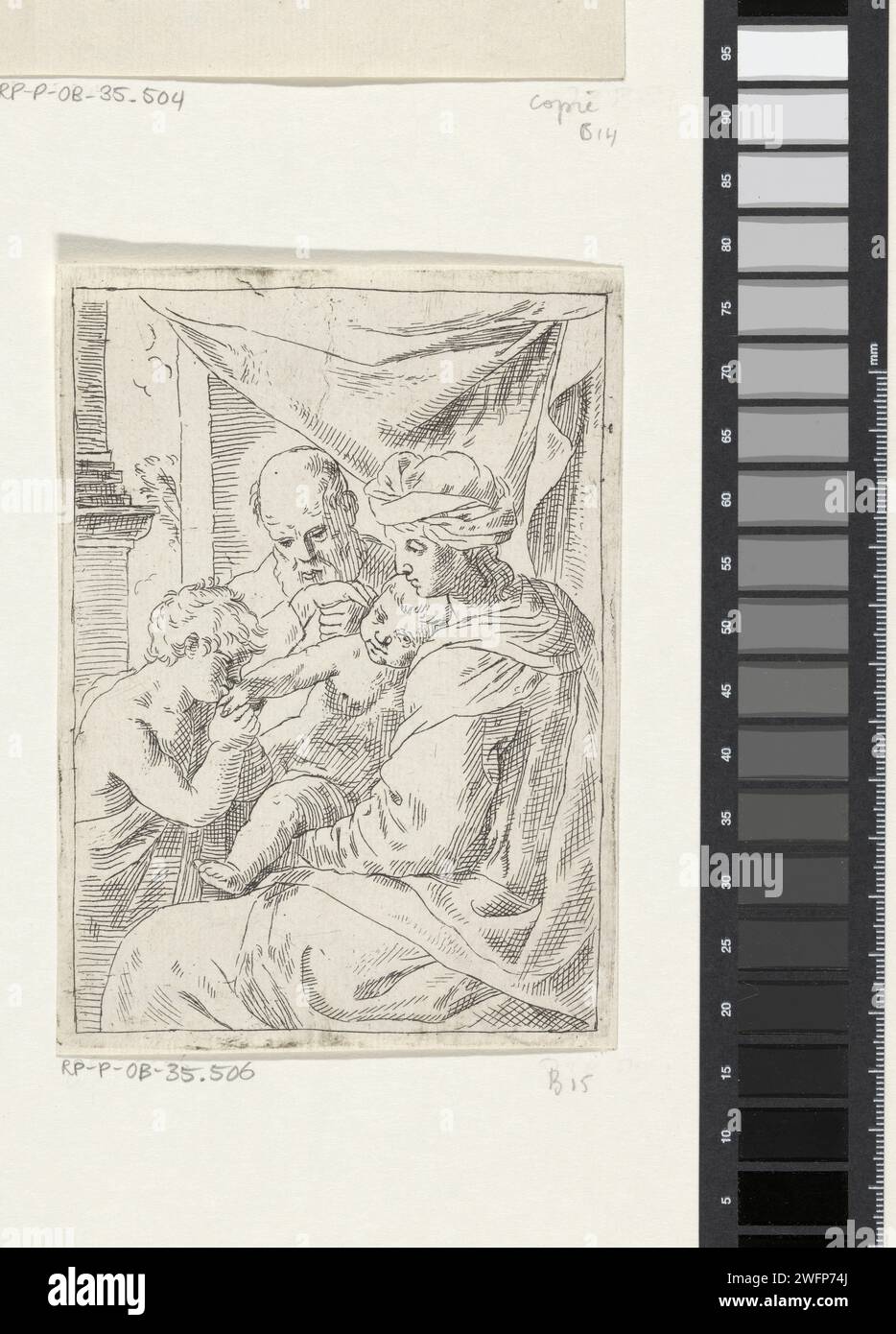 Heilige Familie mit dem jungen Johannes de Boper, Anonym, nach Simone Cantarini, 1622–1648 ...