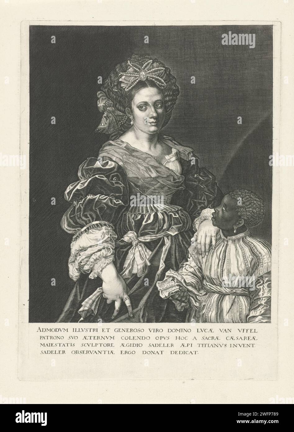 Porträt von Laura de Diani und einem Diener, Aegidius Sadeler (II ...