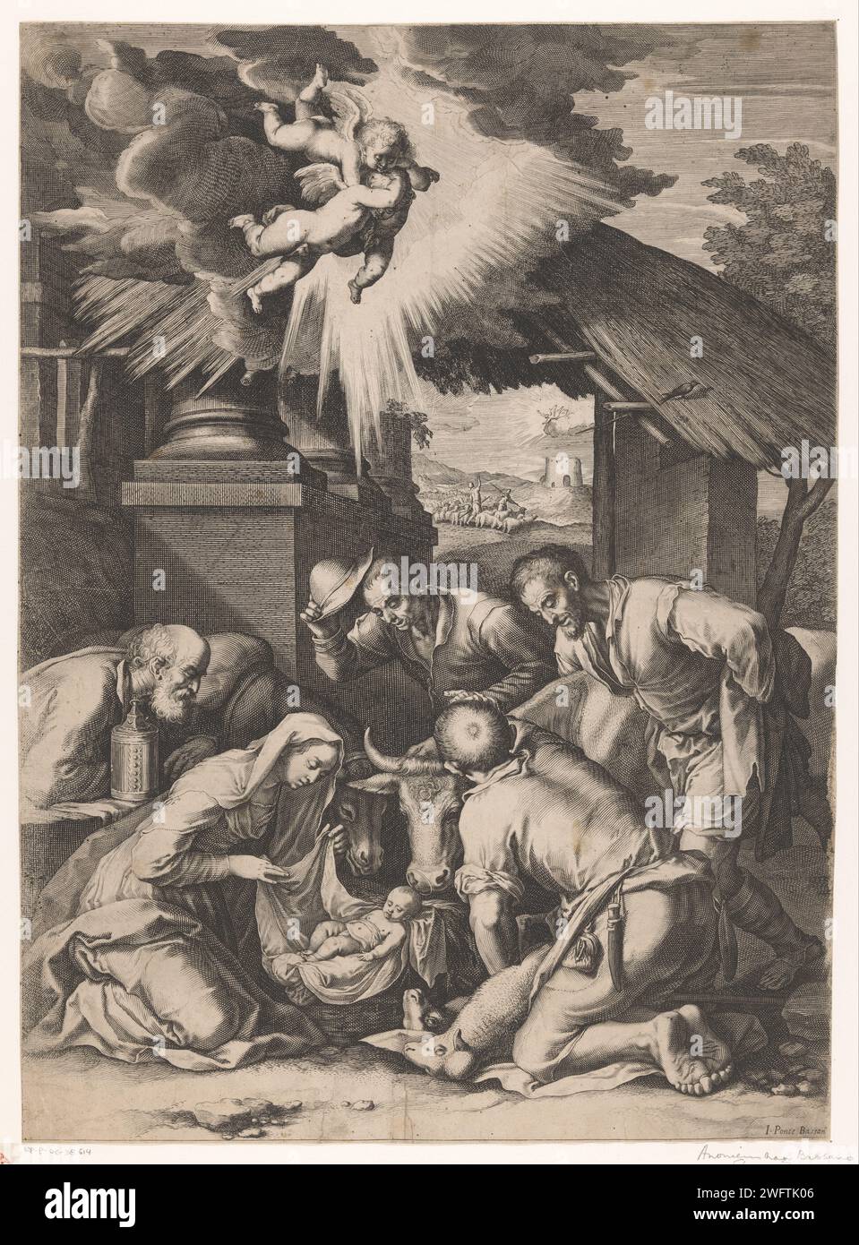 Aanbidding Door de Herders, anonym, nach Jacopo Bassano, in oder nach ...