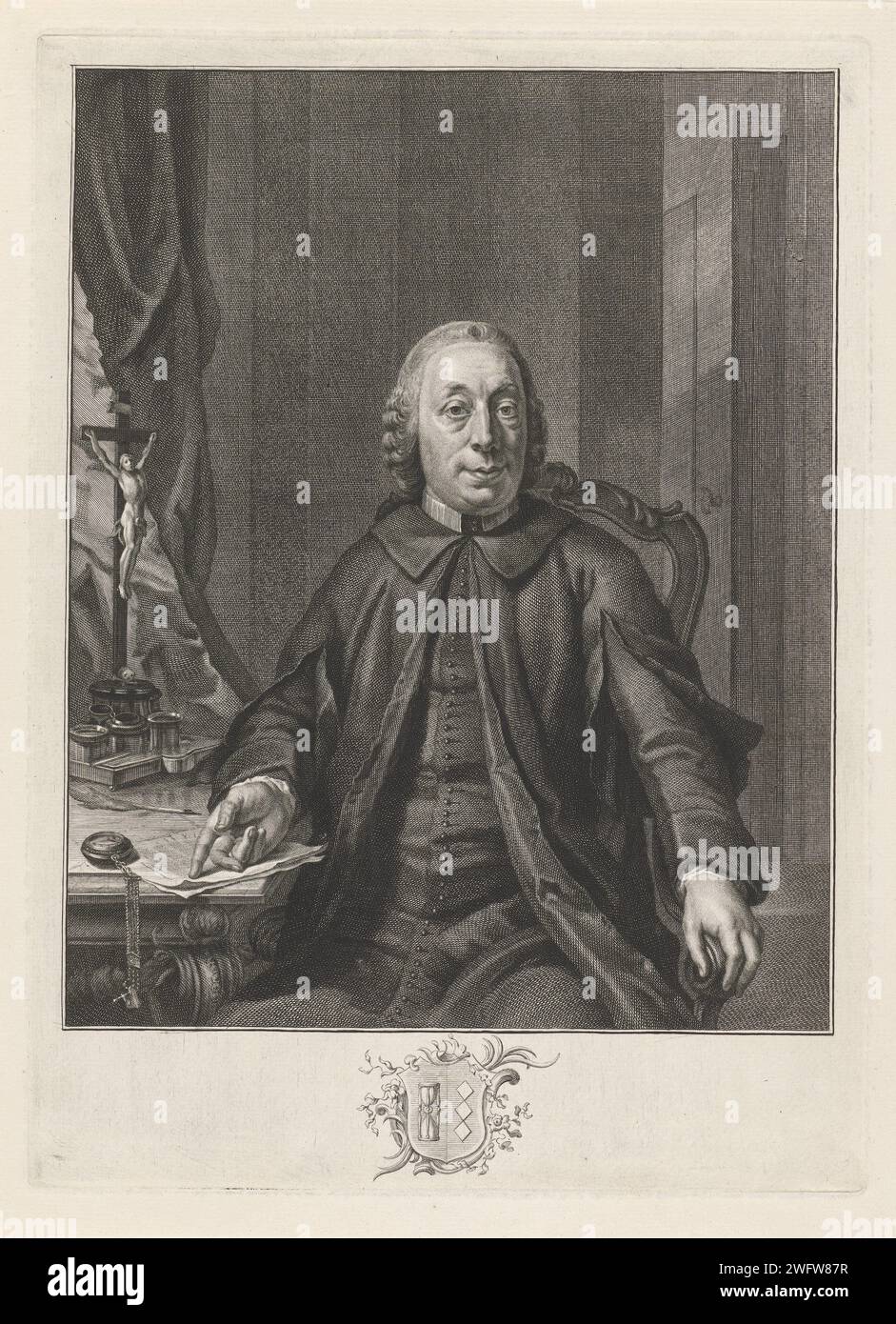 Porträt von Lucas Ahuys, Jacob Houbraken, nach Cornelis Troost, 1732 ...