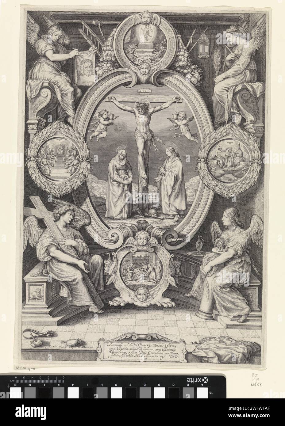 Kreuzigung mit Maria und Johannes, Jacob Matham, 1600 Print Kreuzigung mit Maria und Johannes ...