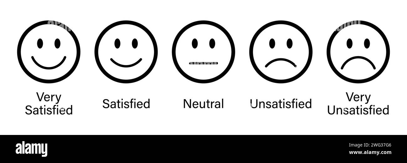 Bewertungsemojis in Schwarz mit Umrandung. Feedback Emoticons Sammlung ...