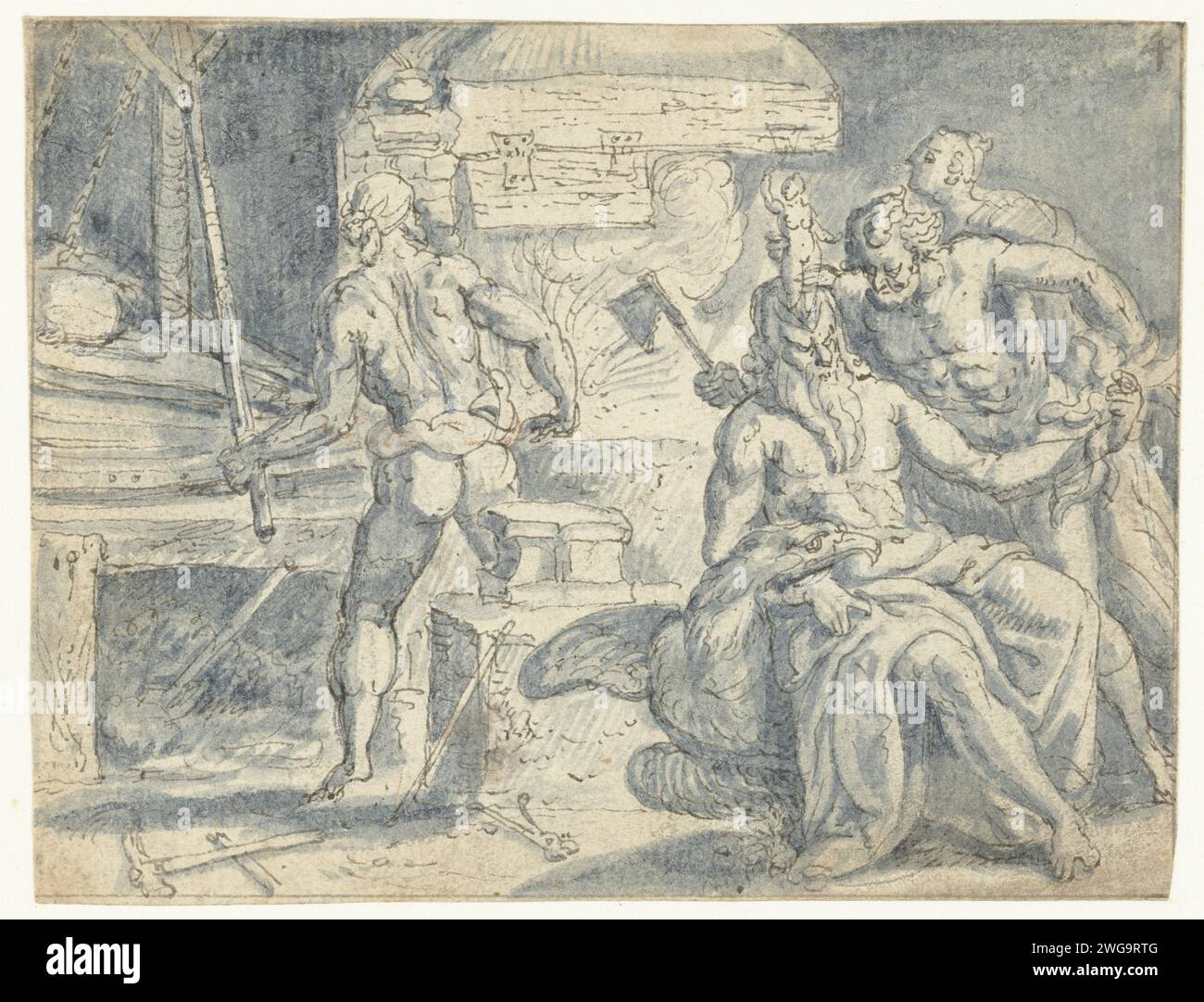 Geburt von Minerva aus dem Kopf des Jupiters, Jan Snellinck (i ...