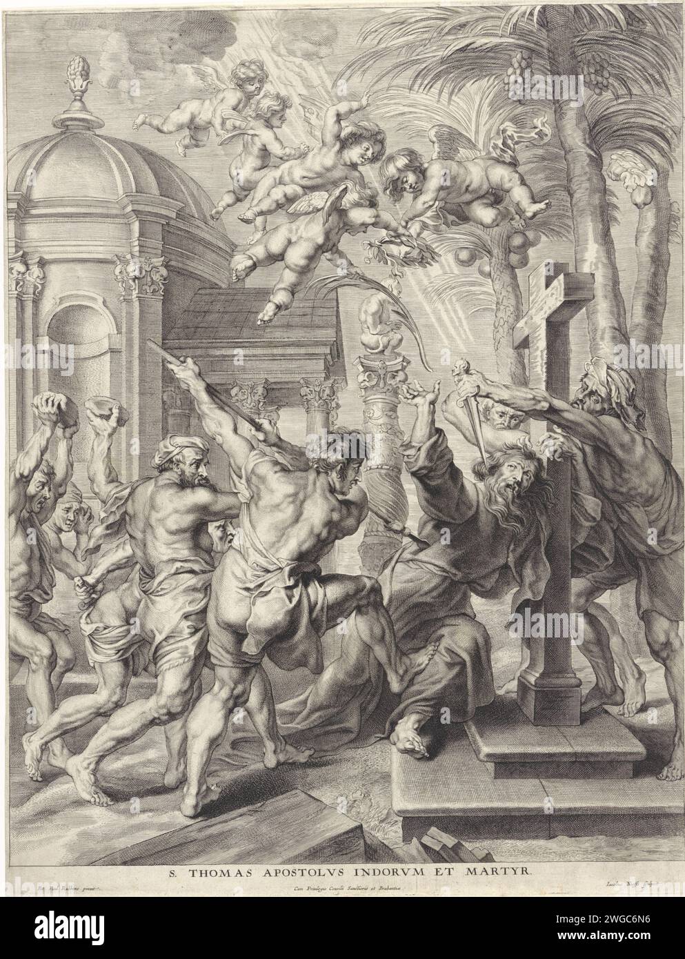 Folter Tod des Apostels Tomas, Jacob Neefs, nach Peter Paul Rubens, 1620 - 1680 Druck der ...
