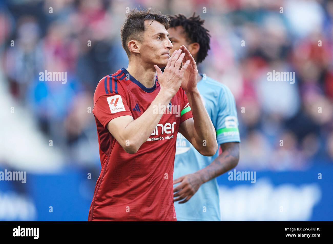 Ante Budimir von CA Osasuna reagiert auf das LaLiga EA Sports Spiel ...