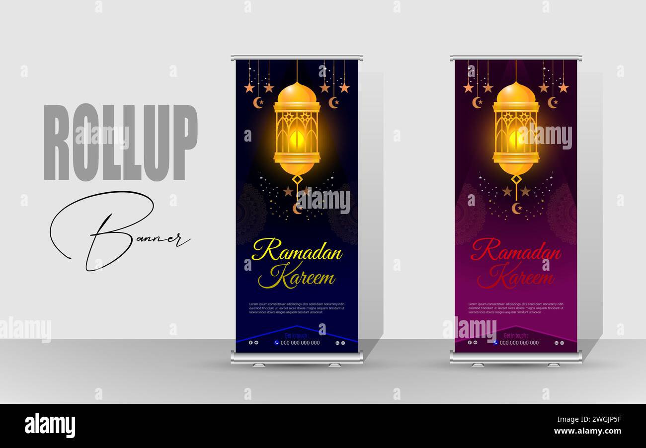 Happy Ramadan Roll Up Banner Design. Ramadan Special Food Design Banner ...