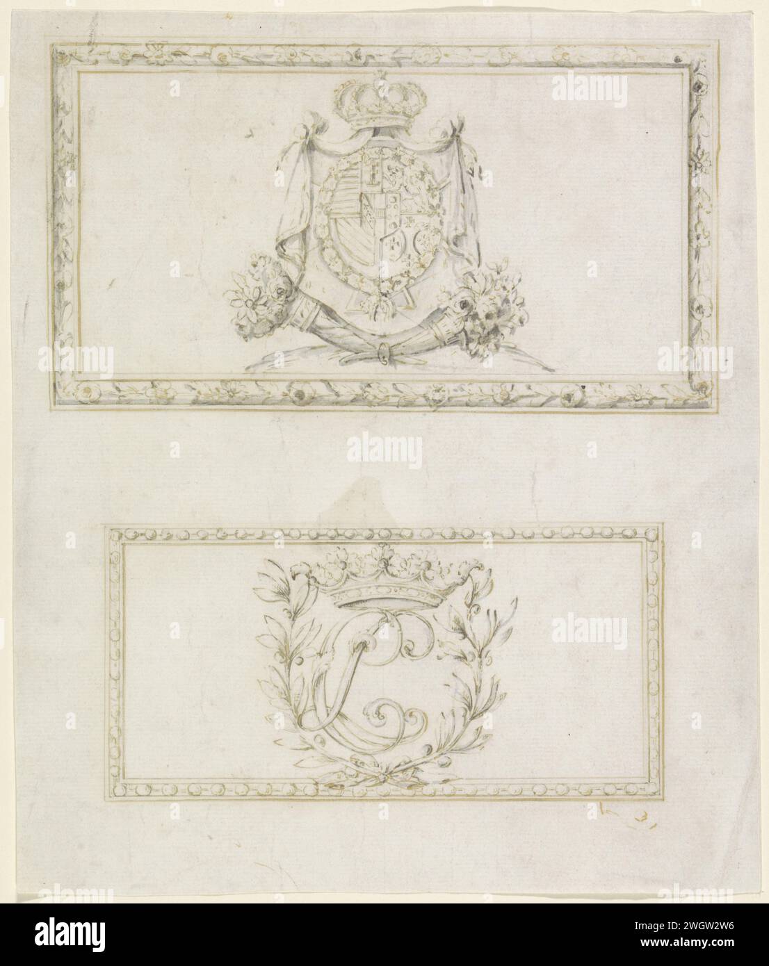 Wappen und Monogramm eines Kindes von Kaiser Frans I. und Maria ...