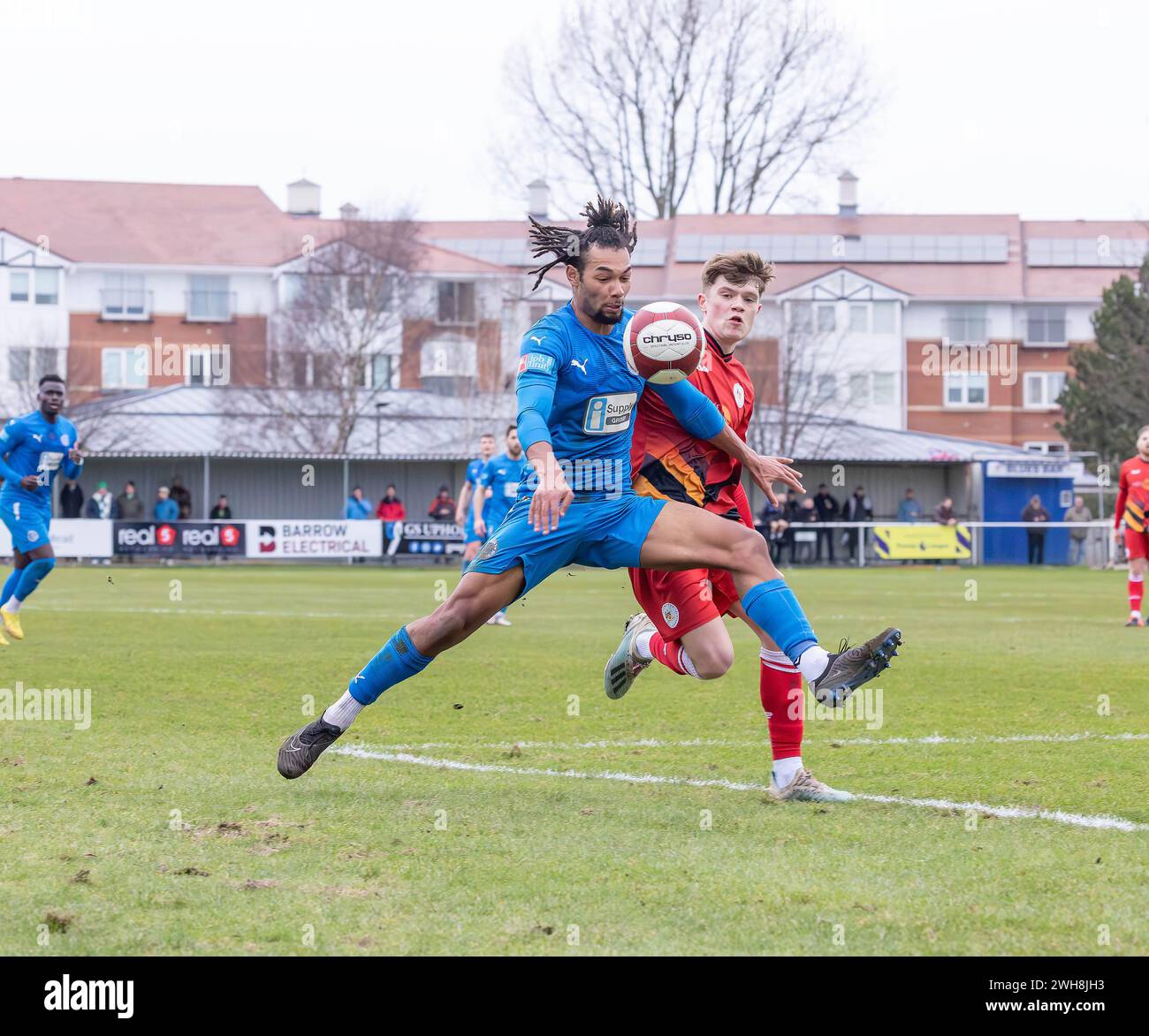 Warrington Rylands V Bradford Park Avenue. Djavan Pedro hat einen hohen ...
