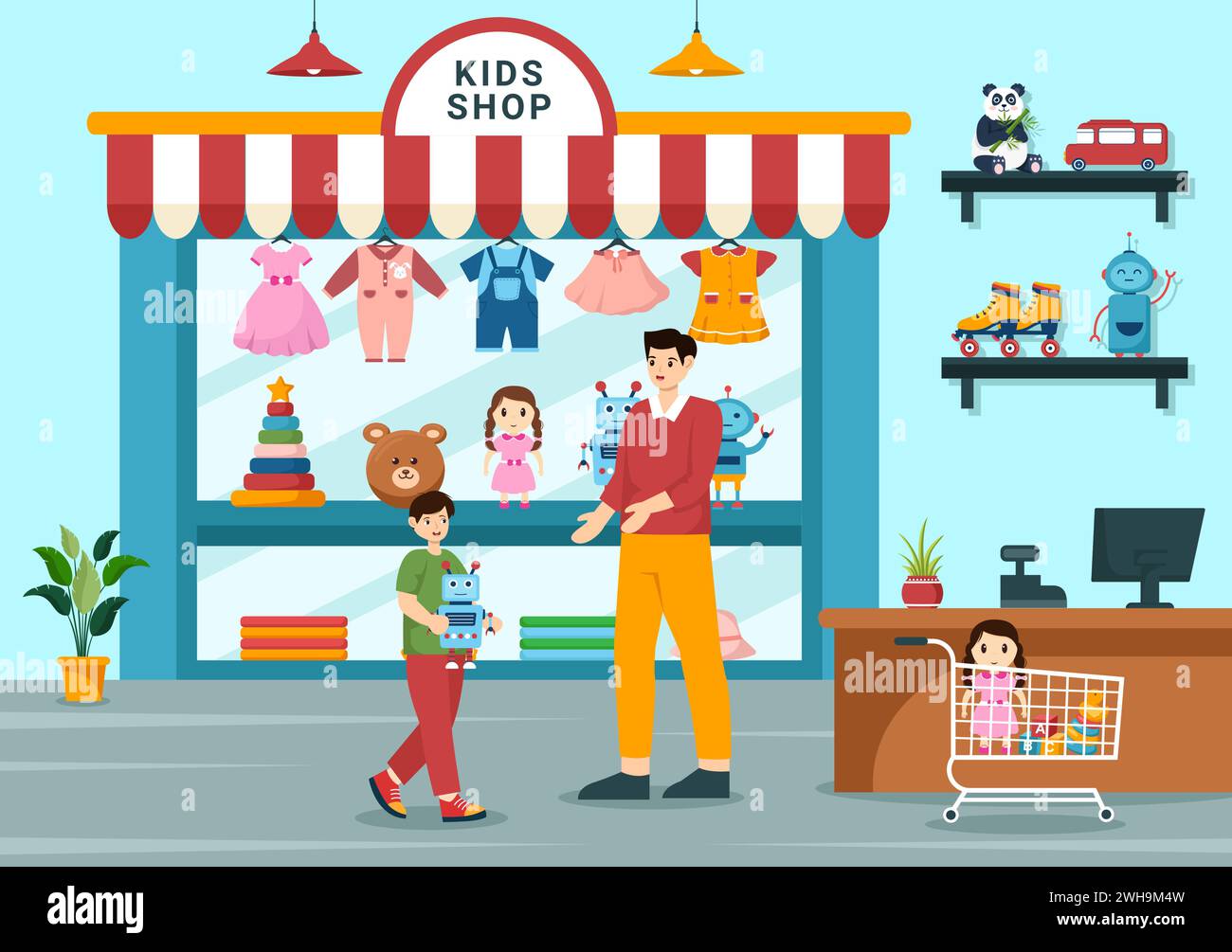 Children shopping Stock-Vektorgrafiken kaufen - Alamy