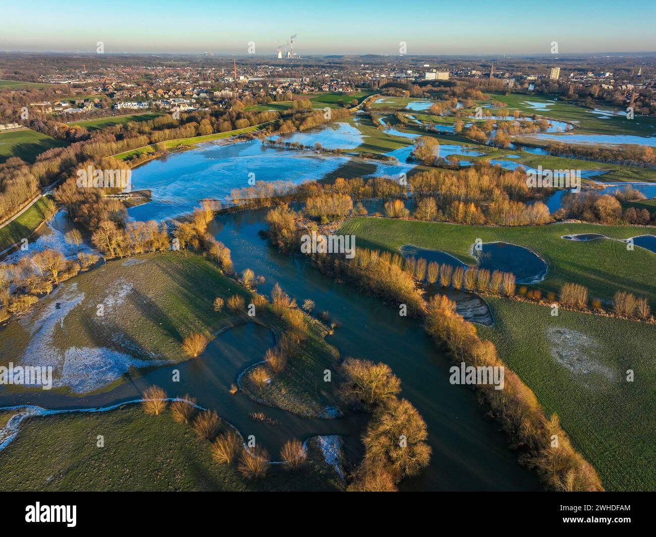 Lünen, Nordrhein-Westfalen, Deutschland, Hochwasser auf der Lippe ...