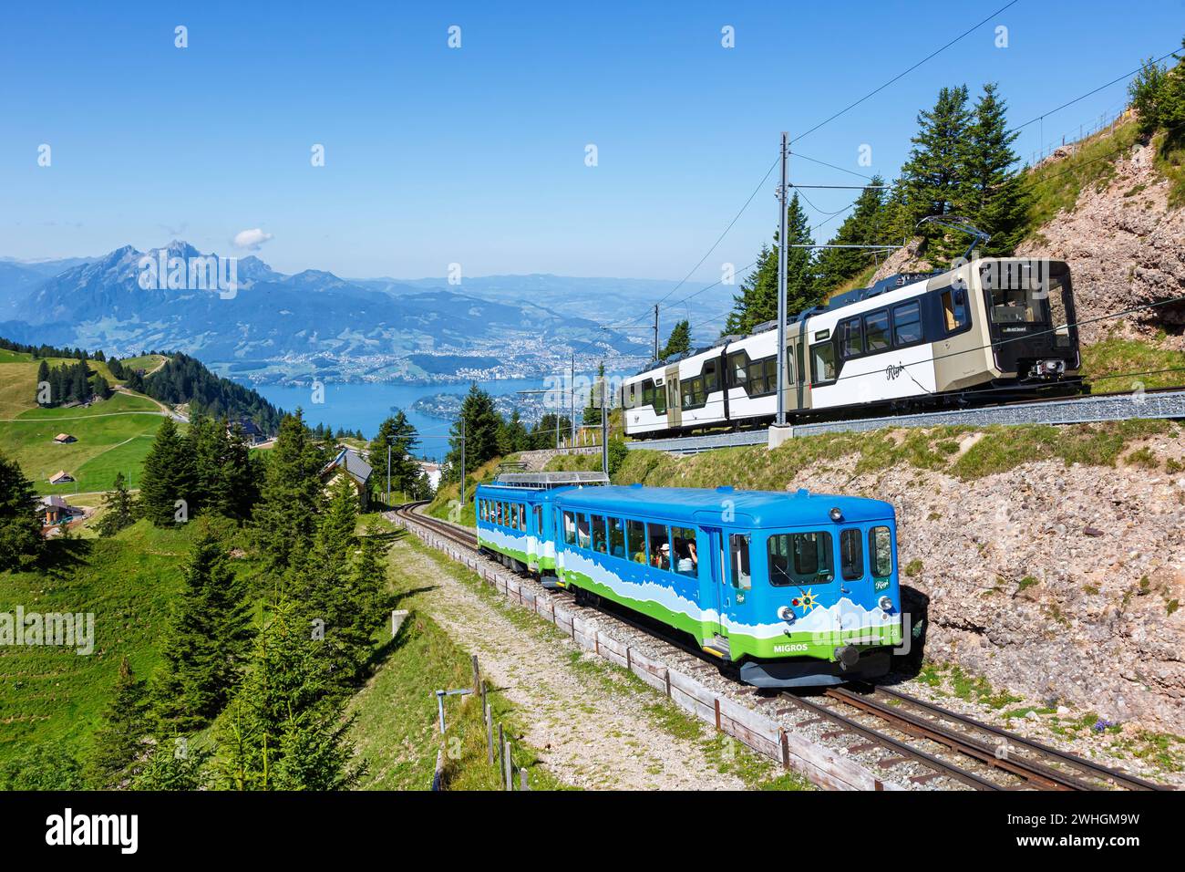 Rigibahn auf dem Berg Rigi in den Alpen in der Schweiz Rigi, Schweiz ...