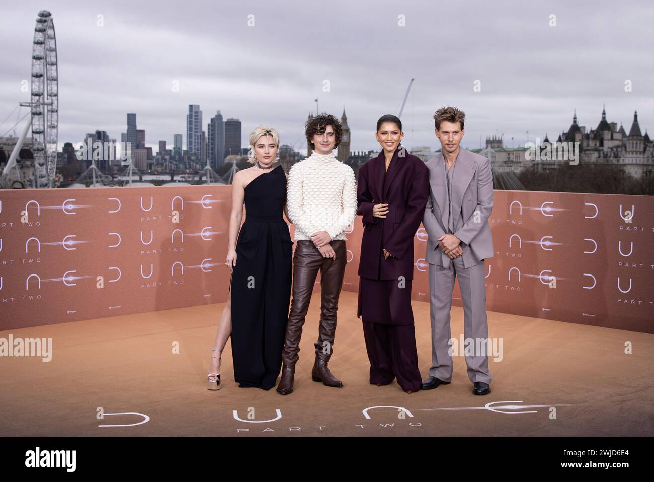 Florence Pugh, from left, Timothee Chalamet, Zendaya and Austin Butler ...