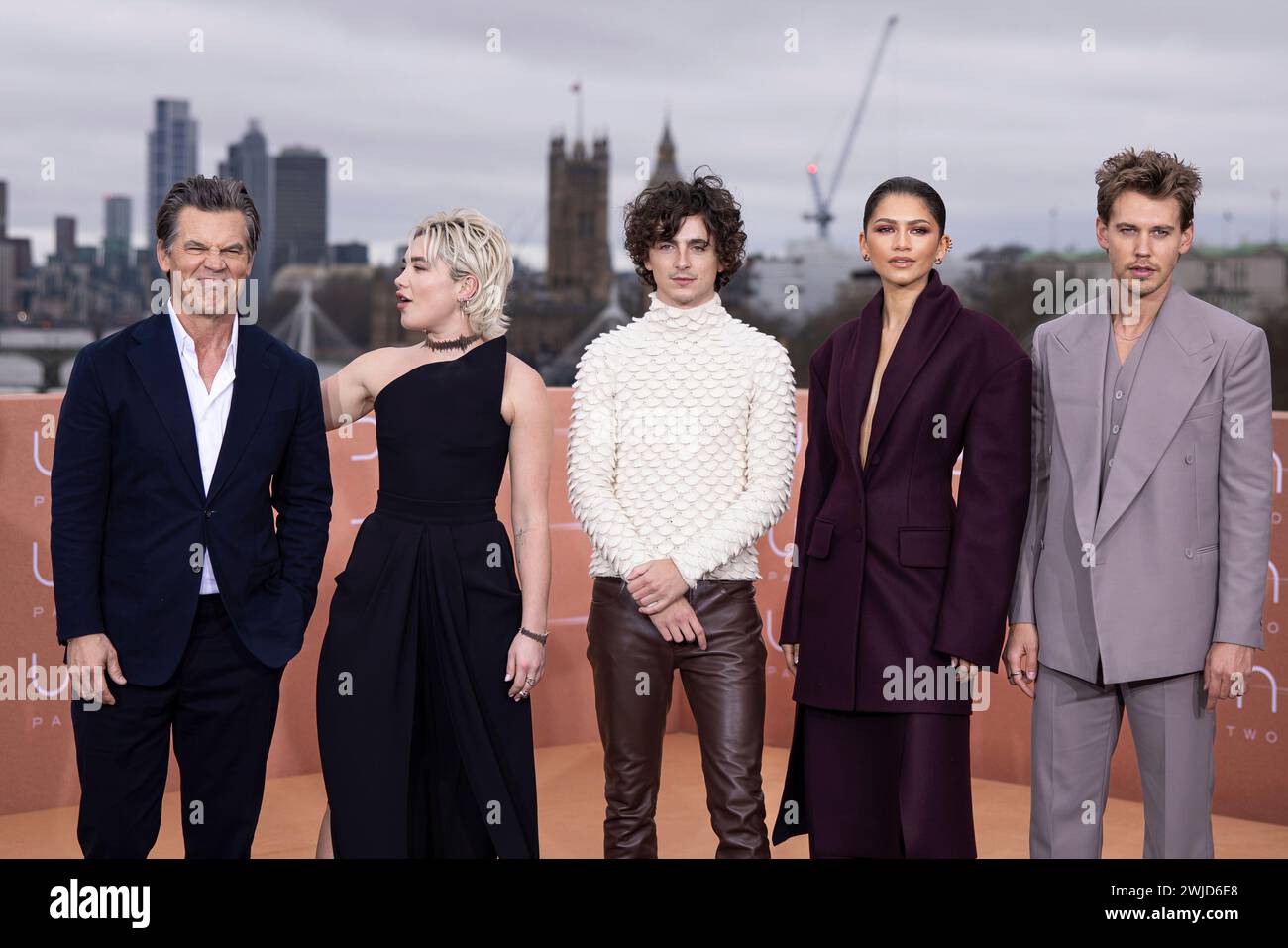 Josh Brolin, Florence Pugh, Timothee Chalamet, Zendaya and Austin Butler pose for photographers ...