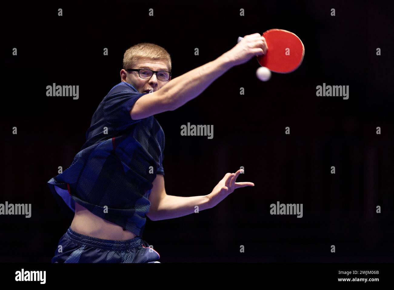Busan, Südkorea. Februar 2024. Der Franzose Felix Lebrun trifft beim ...