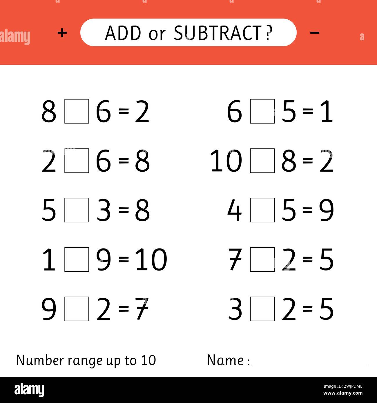 Addieren oder subtrahieren. Zahlenbereich bis 10. Mathematische Übungen ...
