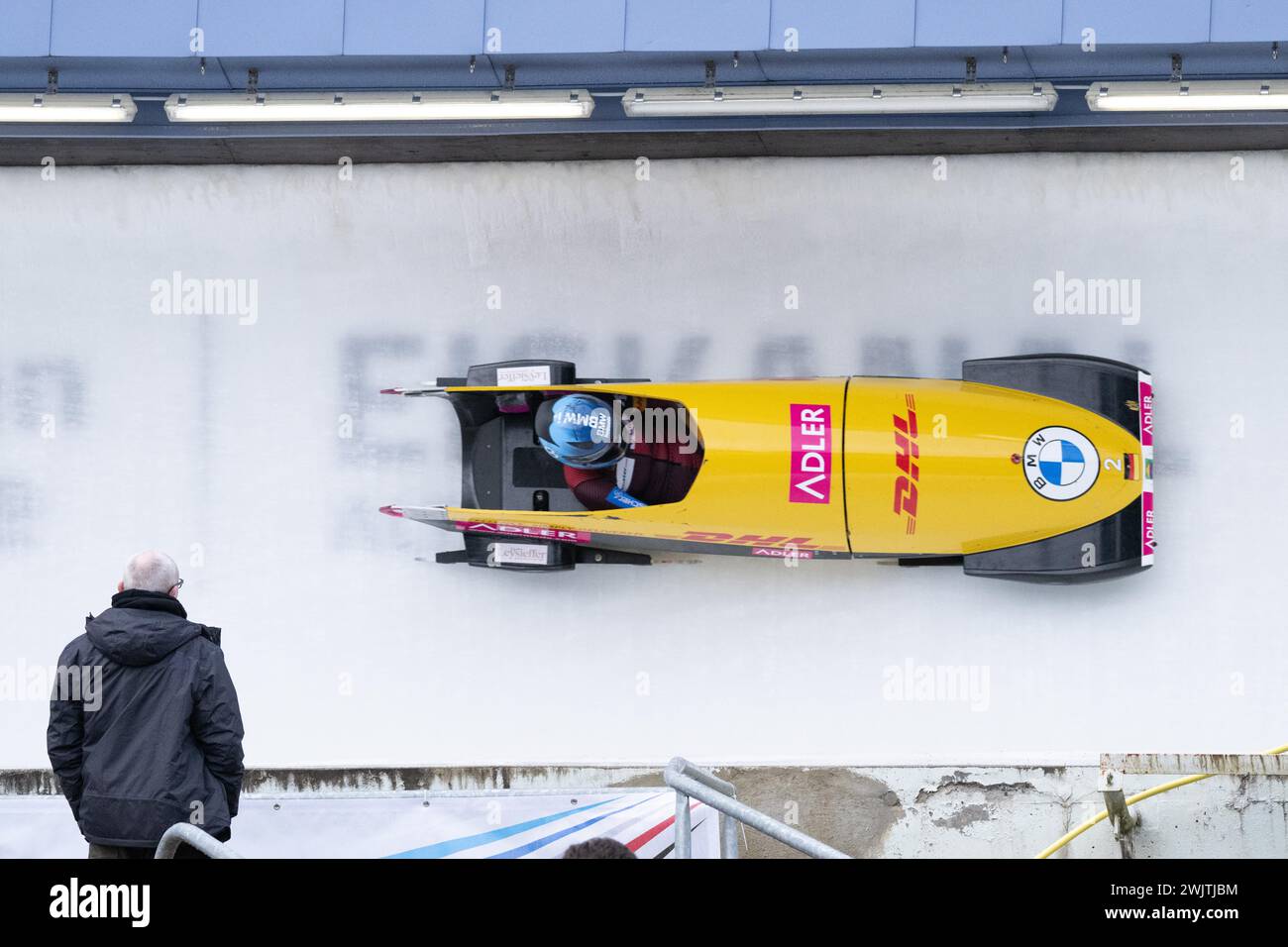 Altenberg, Deutschland. Februar 2024. Bobbahn, Weltmeisterschaft ...