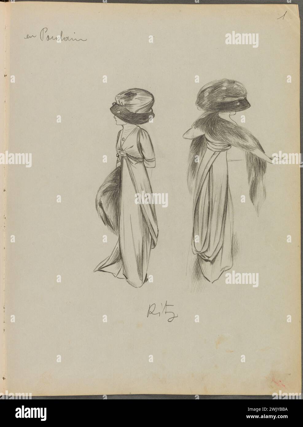 Max. Felle. „Modellzeichnung“. Bleistift auf Papier. 1911. Galliera ...