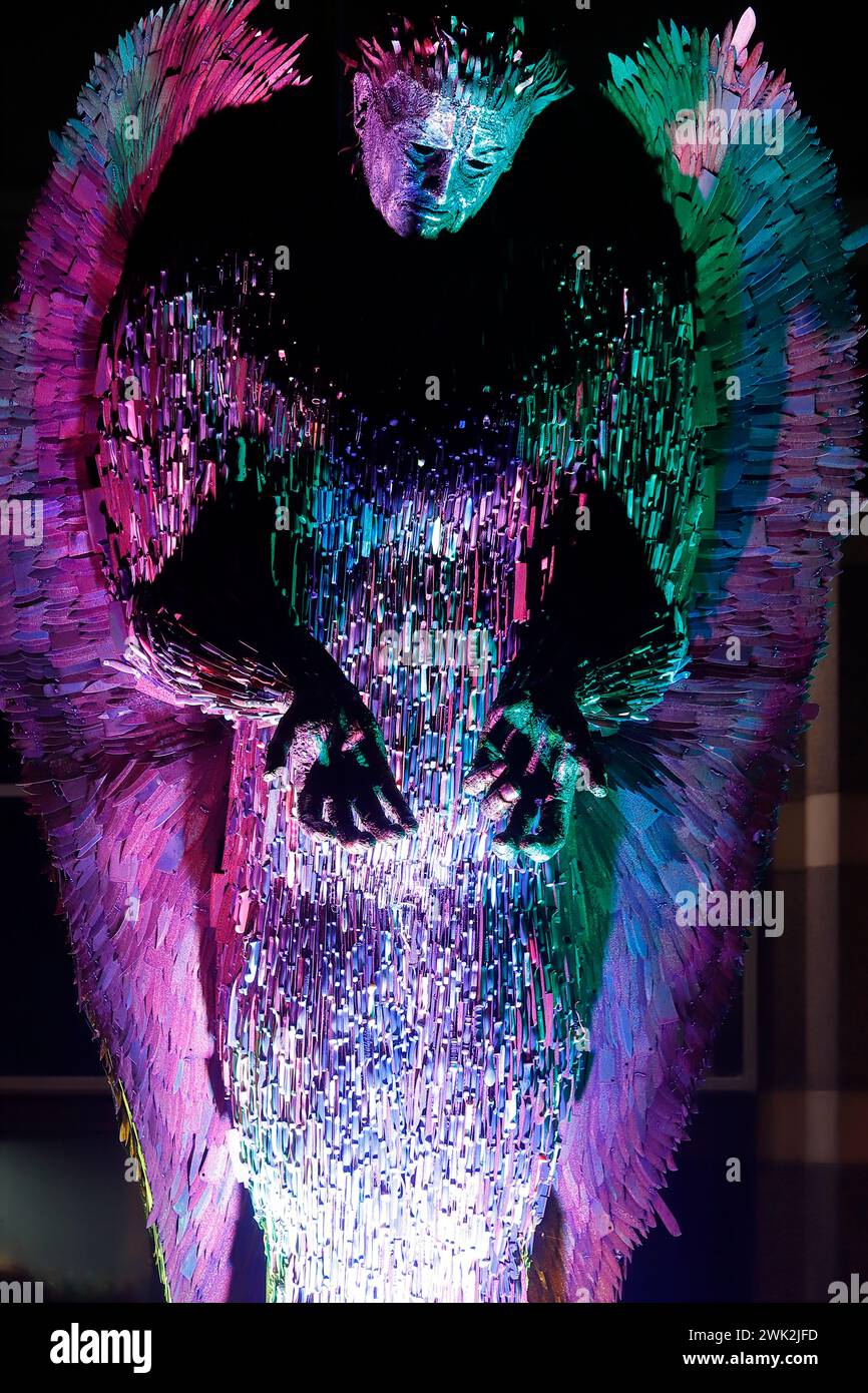 Messerangel Skulptur, die derzeit durch Großbritannien tourt. Hier wird ...