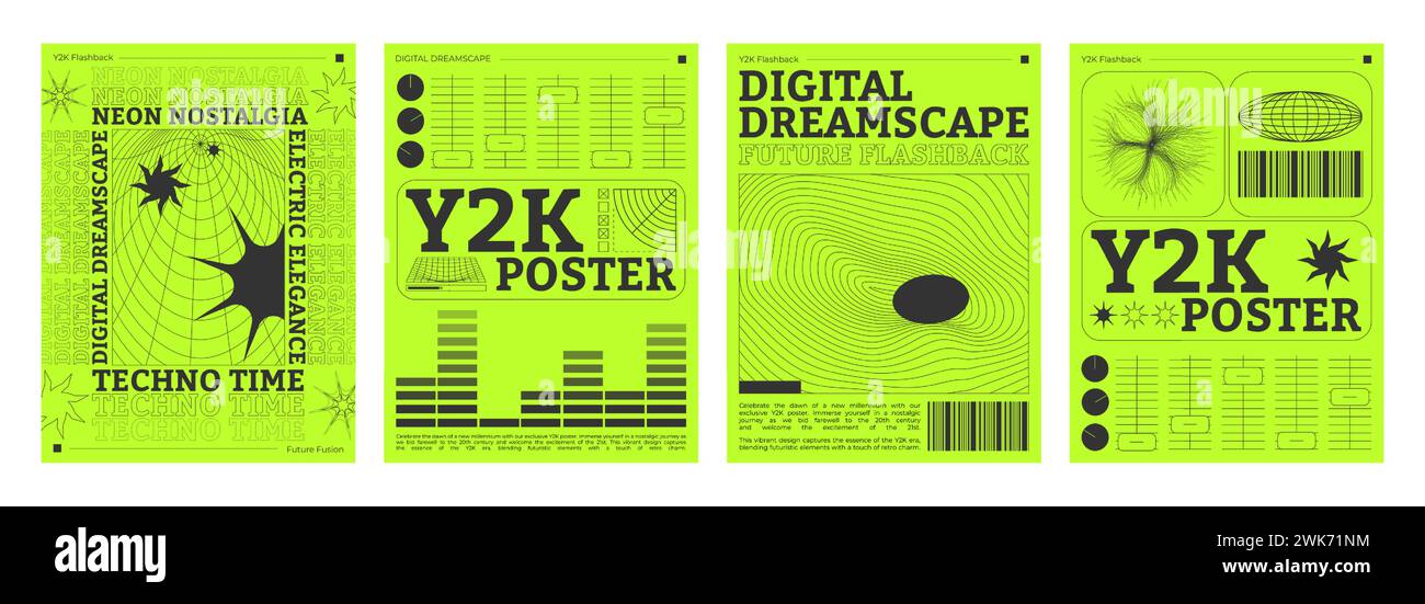 Poster-Designvorlage im trendigen y2k-Stil mit abstrakter saurer ...