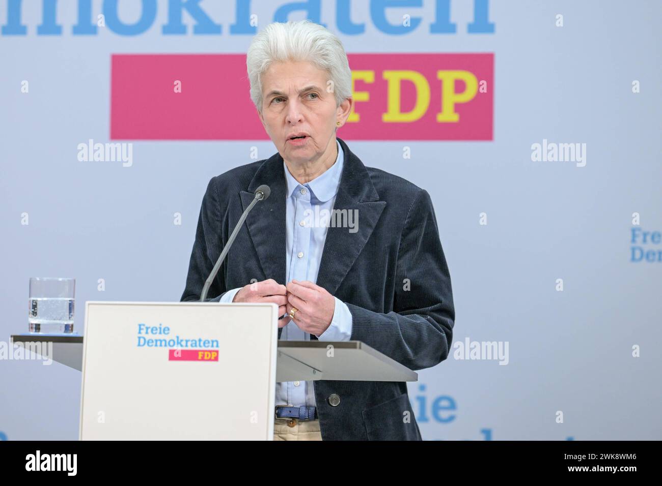 Berlin, Deutschland 19. Februar 2024: Pressekonferenz mit FDP-Generalsekretär und der ...