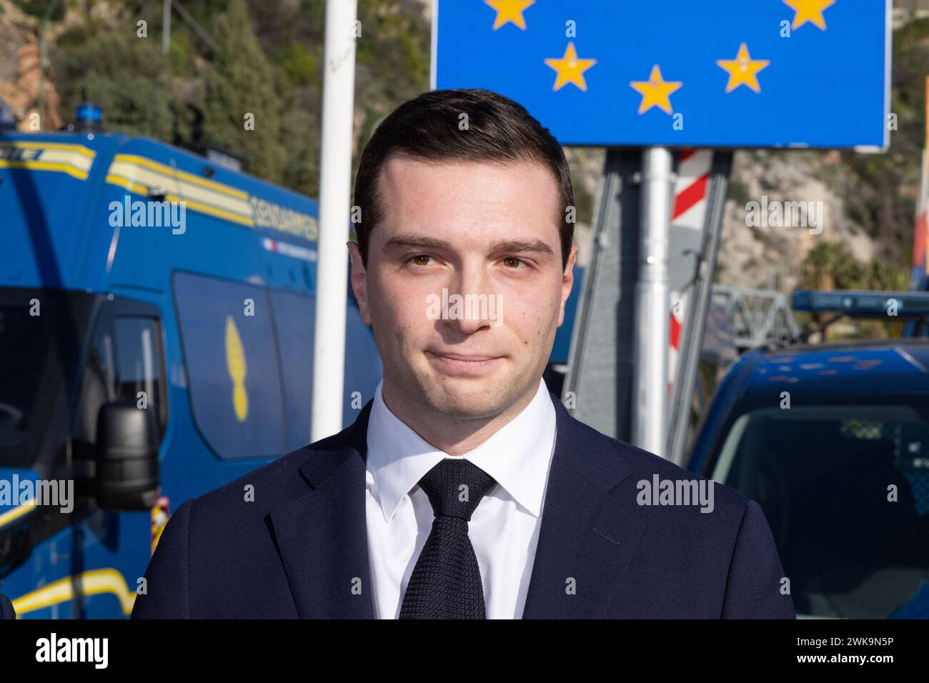 Menton, Frankreich. Februar 2024. Der französische Präsident der ...