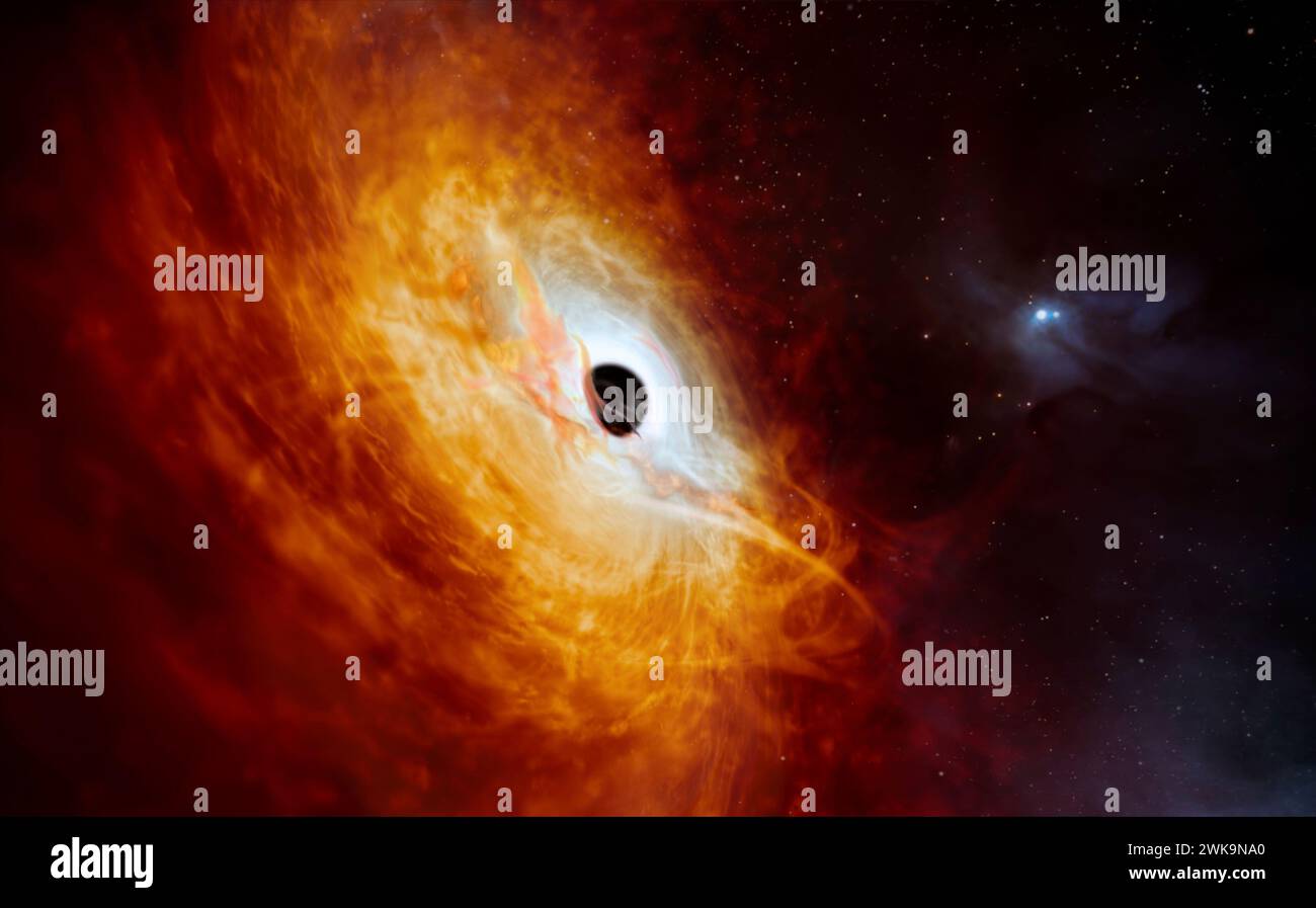 This illustration provided by the European Southern Observatory in February 2024, depicts the ...