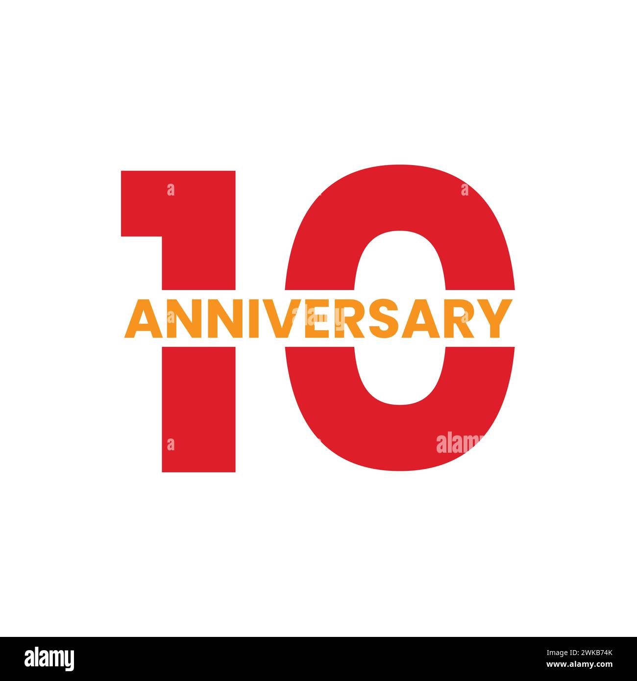 10 Jahre Jubiläum Vektor-Symbol, 10 Jahre Geburtstag Logo, rote und ...